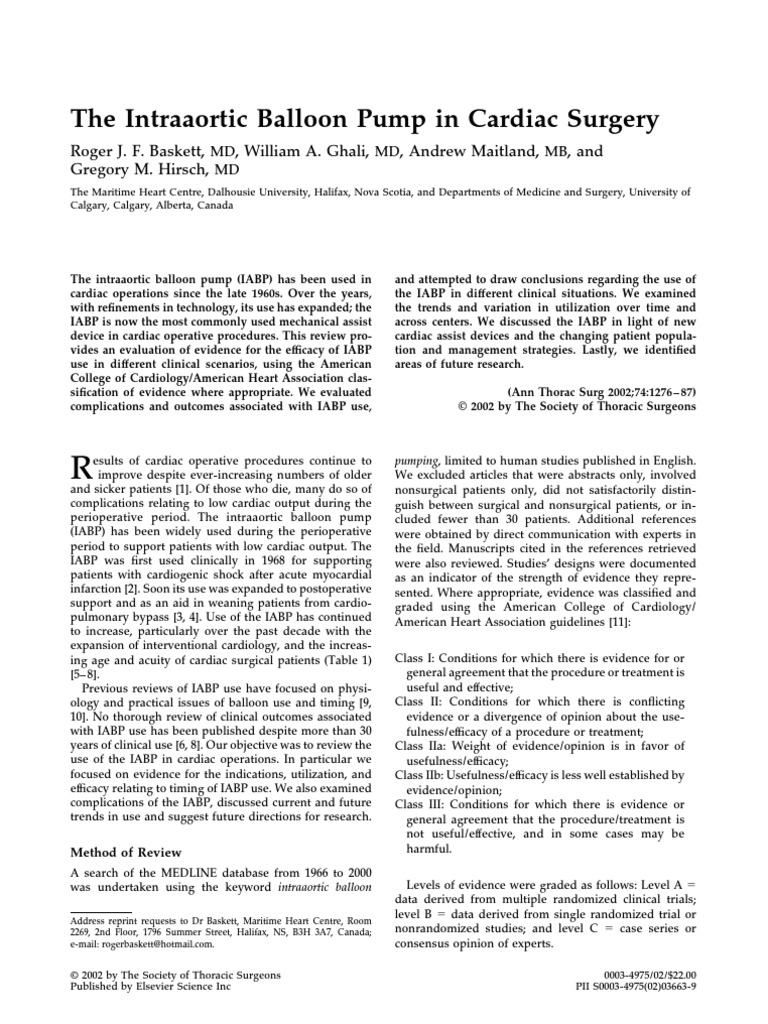 2002 The intraaortic balloon pump in cardiac surgery | Download Free ...