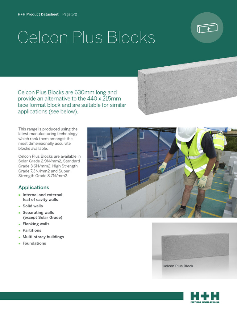 H+H Datasheet - PLUS BLOCKS 0923 | PDF | Materials | Building Engineering