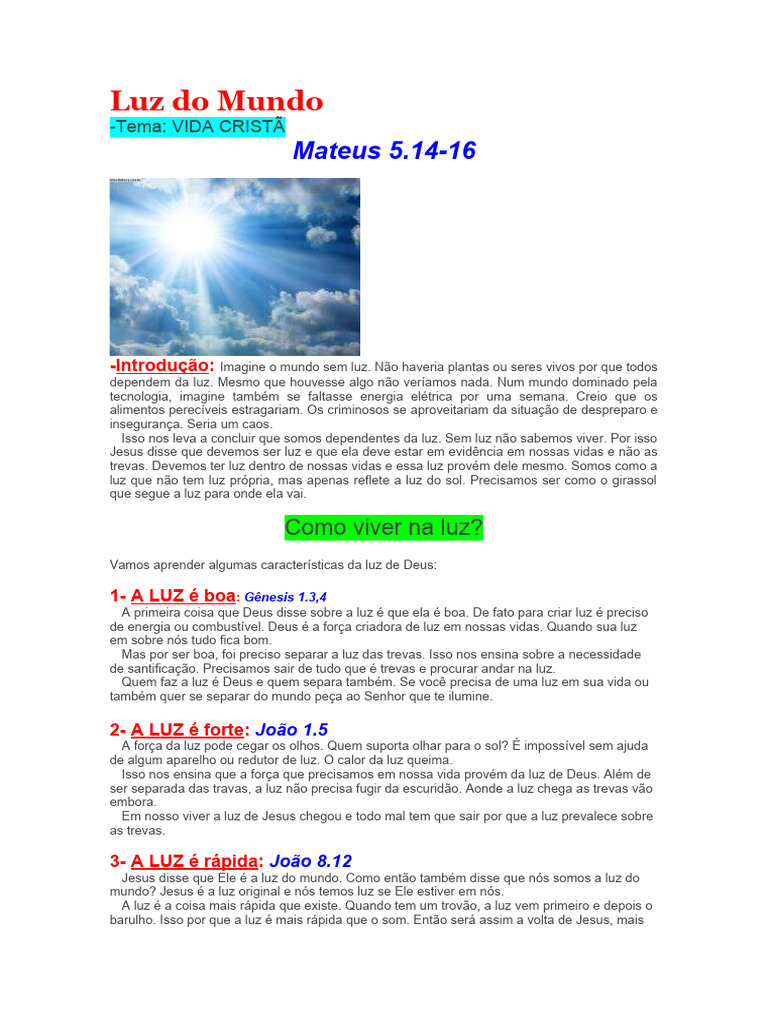 Luz do Mundo | PDF | Deus | Jesus