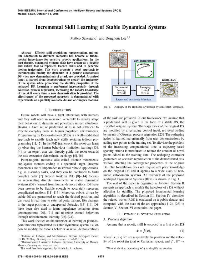Incremental Skill Learning of Stable Dynamical Systems | PDF | Stability Theory | Applied ...