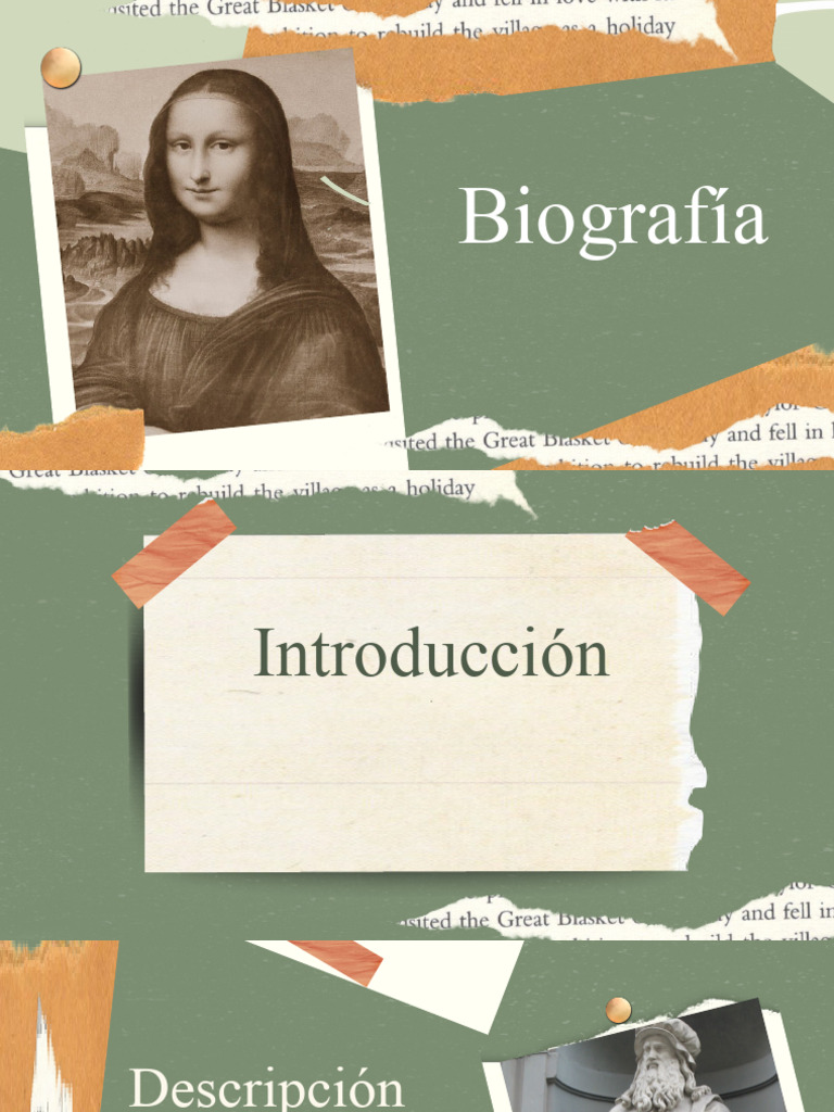 Presentación Diapositivas Biografía Histórica Scrapbook Verde y Naranja ...