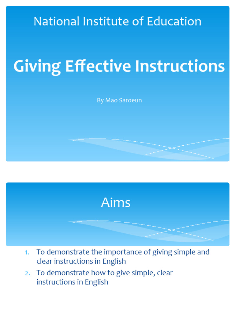 Giving Instructions | PDF | Teachers | Question