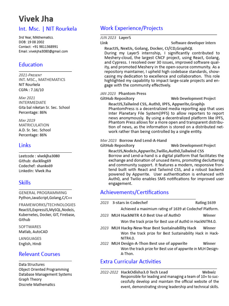College Resume1 | PDF | Software Development | Information Technology