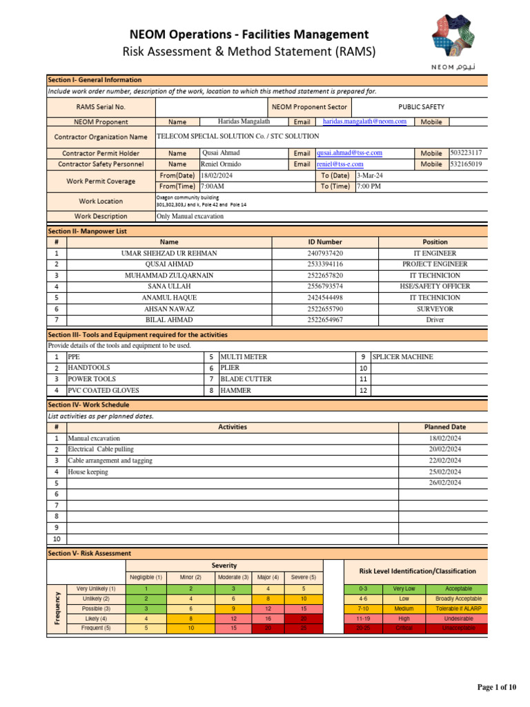 RAMS Form Electrical Cable Trench, UGAG, LV Cable and Hand Hole | PDF ...
