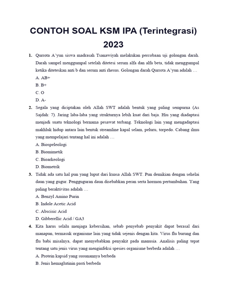 Contoh Soal KSM Ipa | PDF