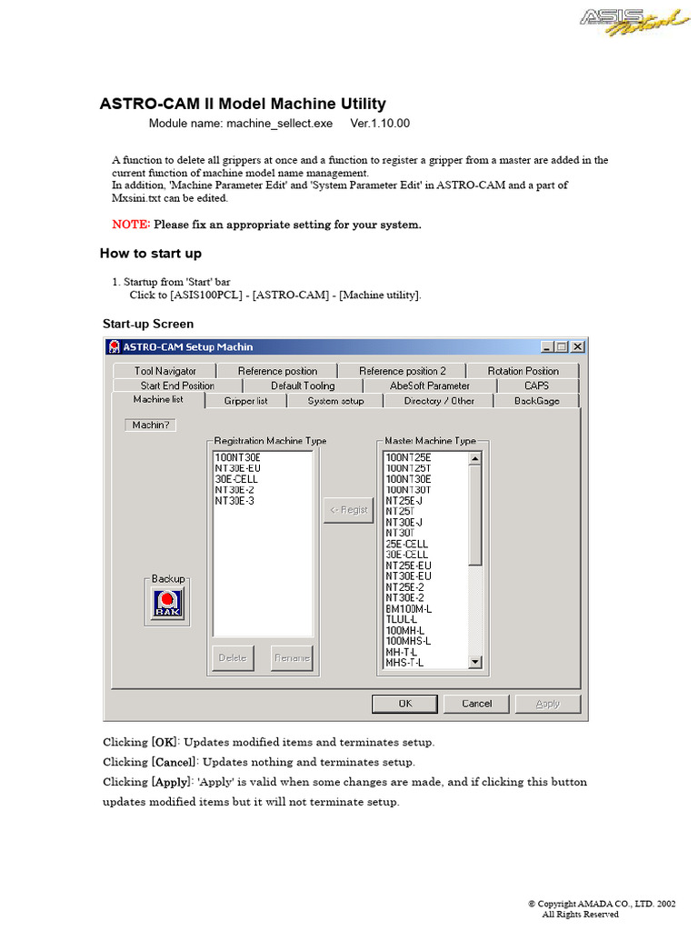 ASTRO-CAM2 Machine Utility | PDF | Window (Computing) | System Software