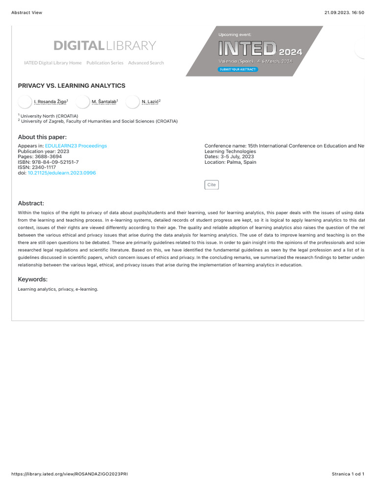 Digital Competences Privacy vs. Learning | PDF | Analytics | Privacy