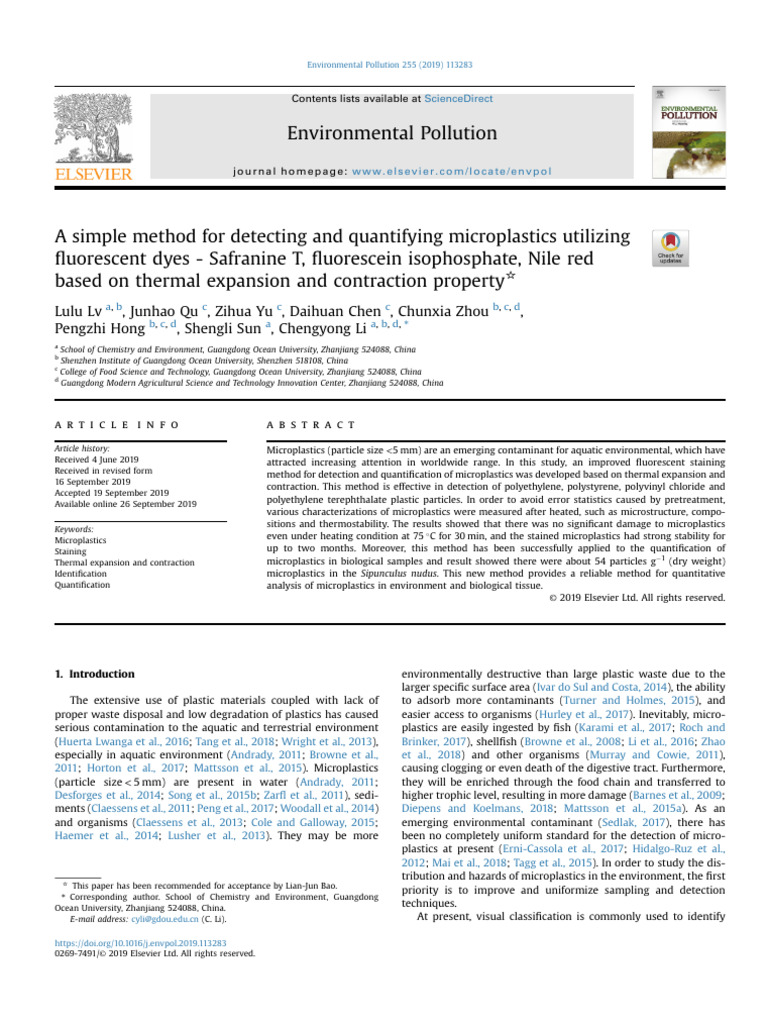 A Simple Method For Detecting And Quantifying Microplastics Utilizing