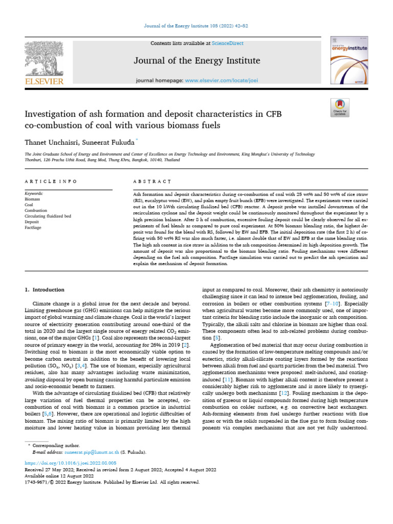 Investigation of Ash Formation and Deposit Characteristics in CFB | PDF ...