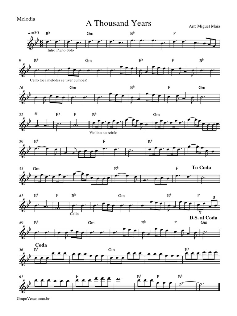 A Thousand Years Partitura | PDF