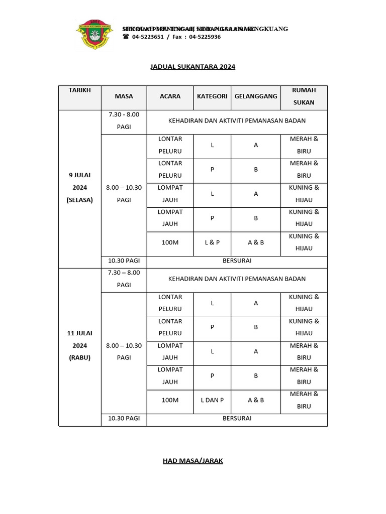 Jadual Sukantara 2024 | PDF