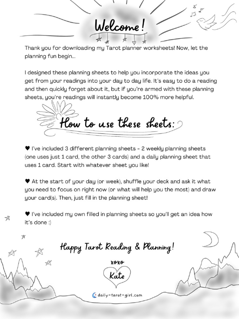 Tarot Planner Worksheets | PDF