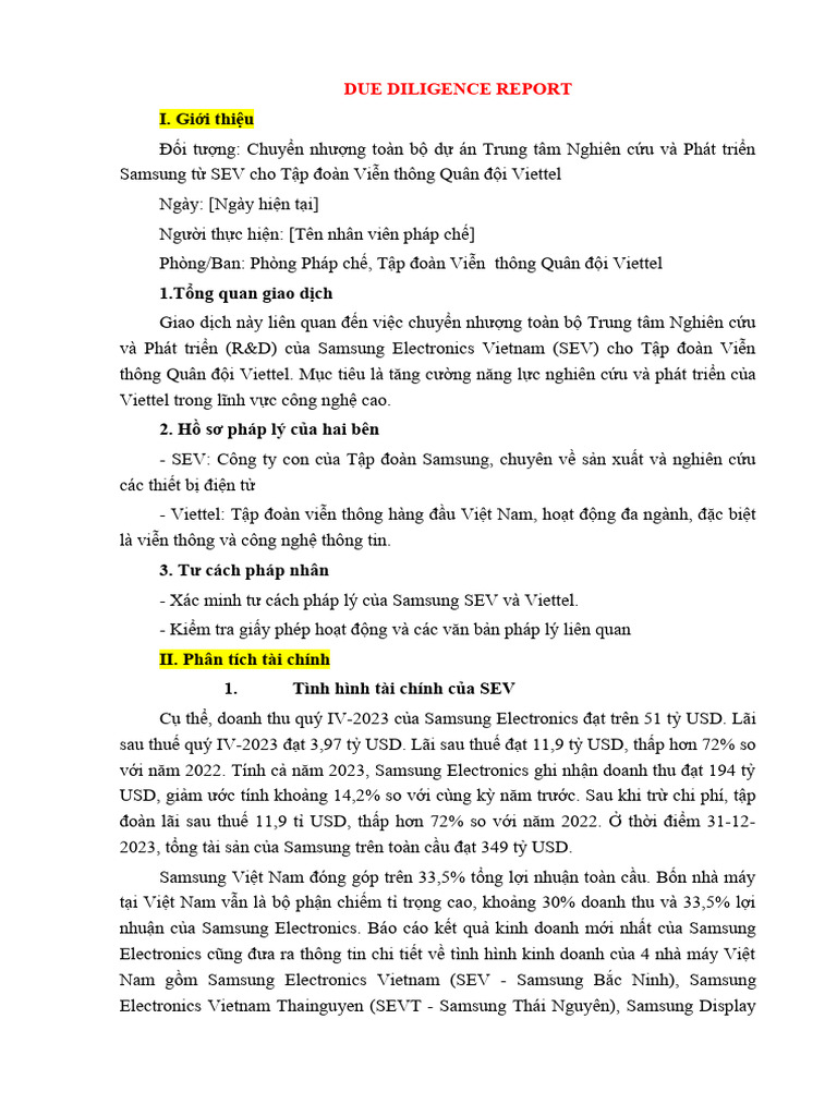 Due Diligence Report | PDF