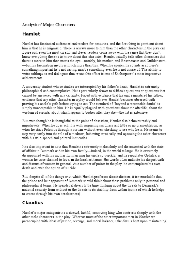 03 Analysis of Characters | PDF | Hamlet
