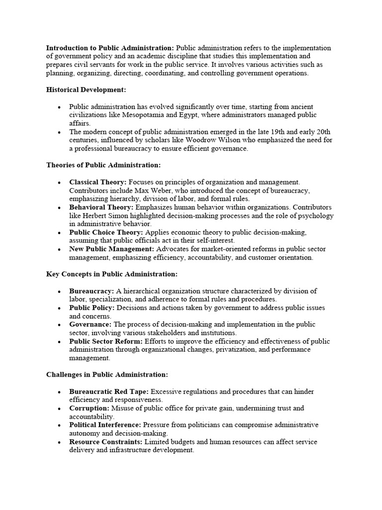 Pub Adm Notes | PDF | Public Administration | Bureaucracy