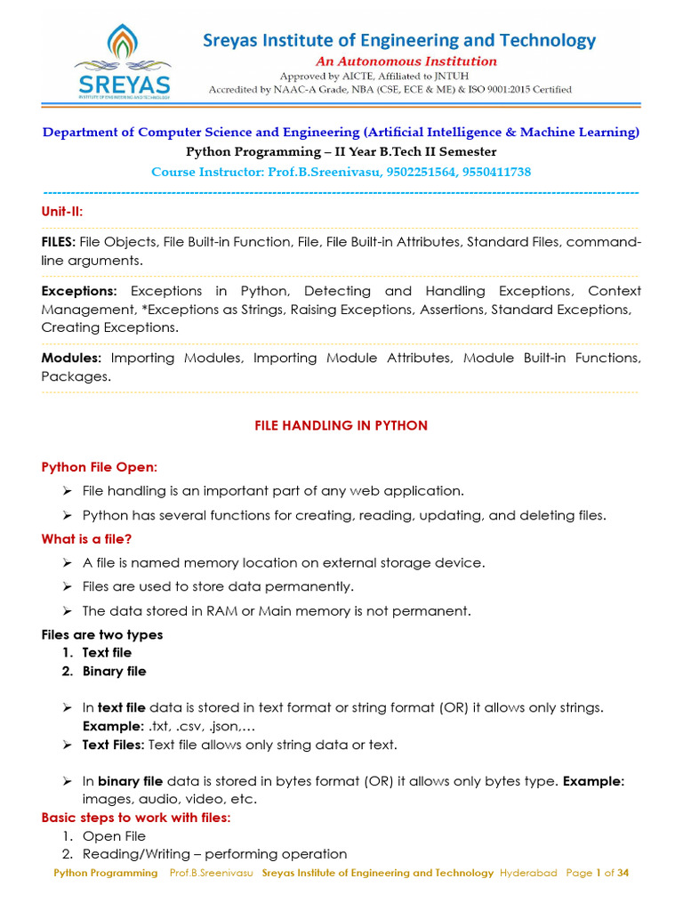 File Handling in Python Last Updated 25-04-2024 240426 180346 | PDF | Comma Separated Values ...