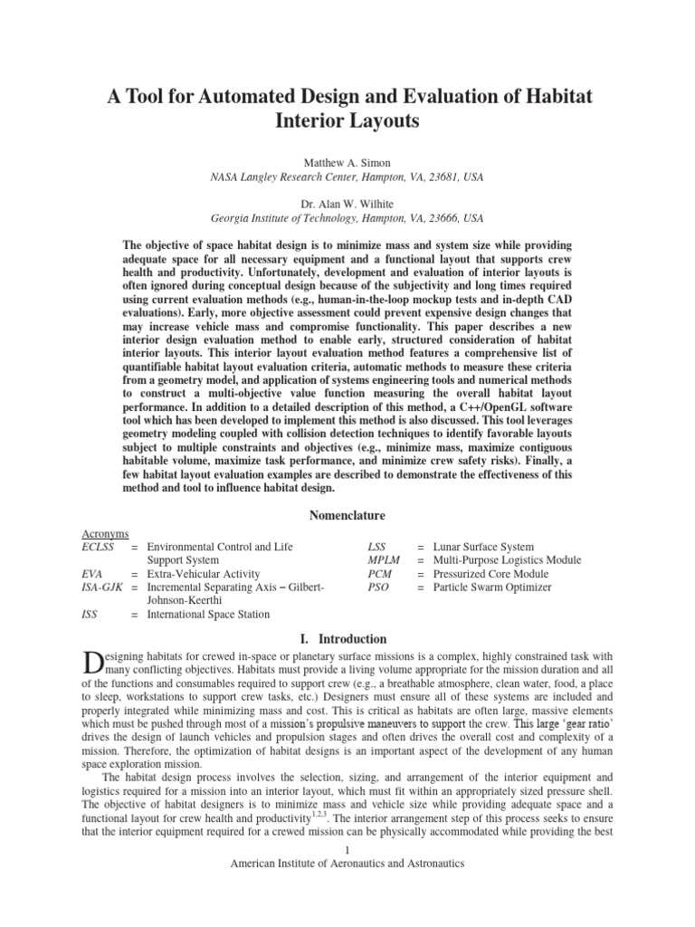 A Tool For Automated Design and Evaluation of Habitat | PDF | Mathematical Optimization | Evaluation