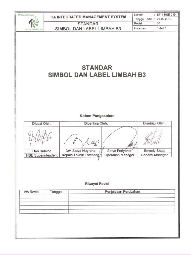 ST-II-HSE-019_00 Standar Simbol Dan Label Limbah B3 | PDF