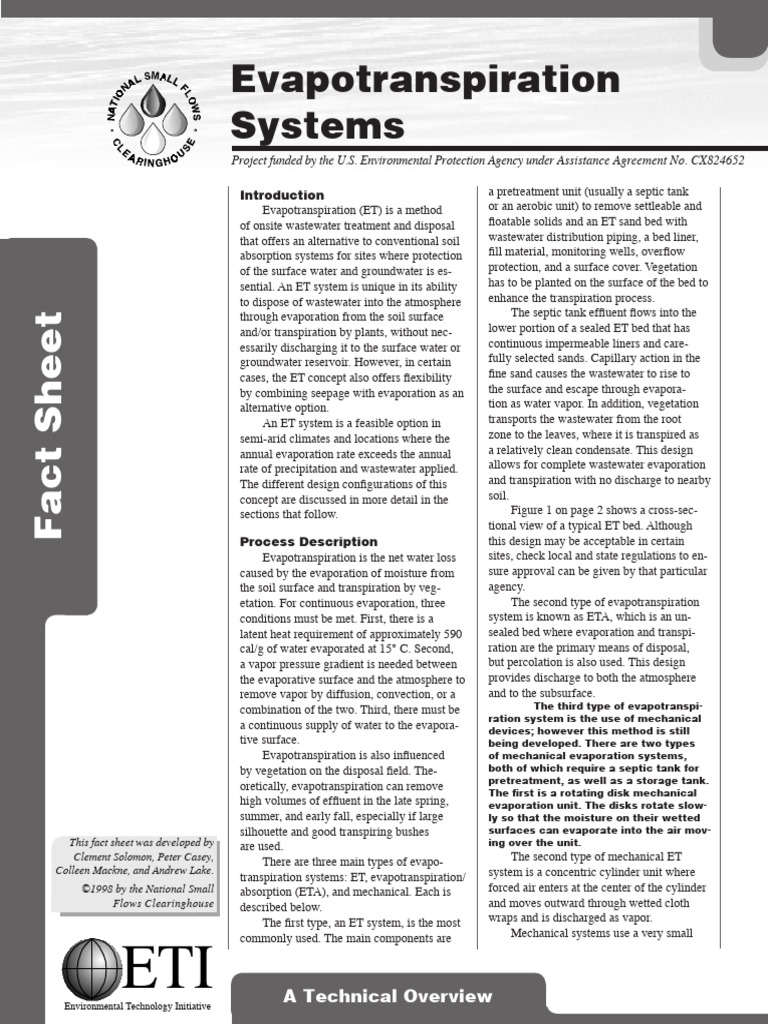 EV - Tech | PDF | Sewage Treatment | Evapotranspiration
