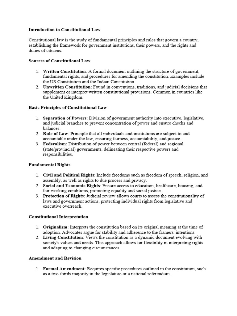 CONSTITUTION NOTES | PDF | Constitution | Rule Of Law