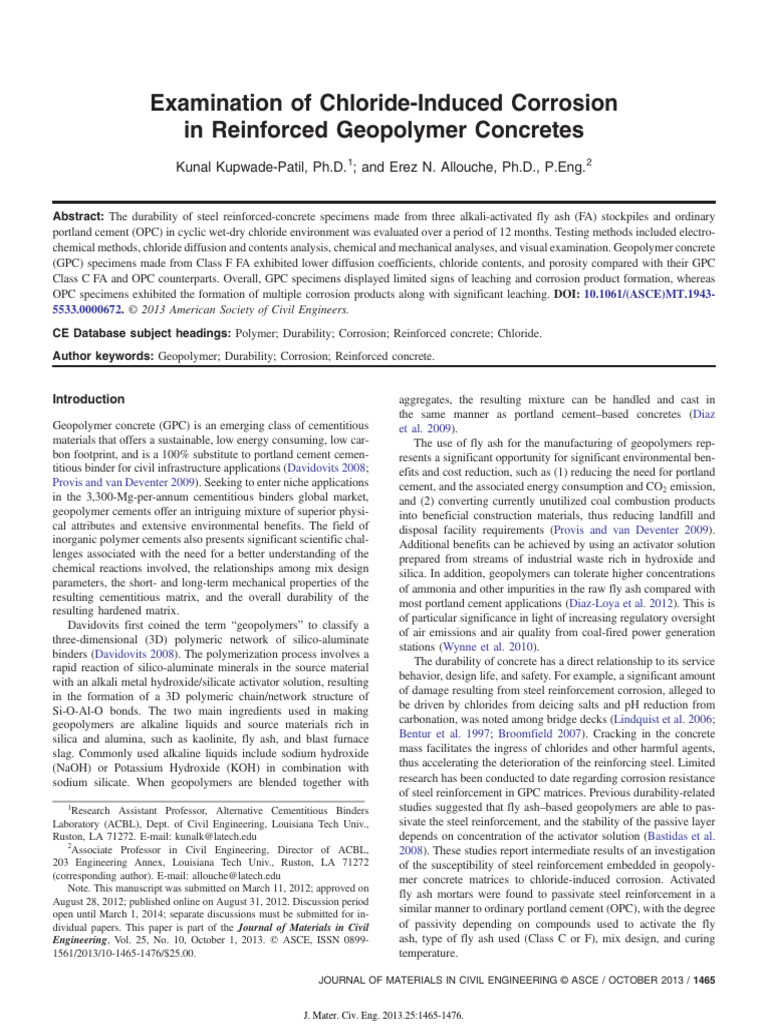 TP1 - Examination of Chloride-Induced Corrosion | PDF | Cement | Concrete