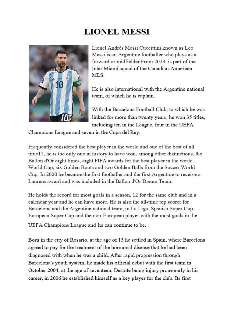 LIONEL MESSI (1) | Download Free PDF | Lionel Messi | Fc Barcelona