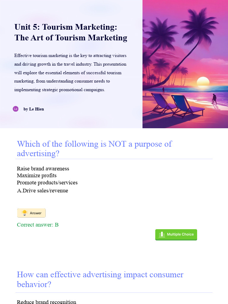 UNIT 5A The Art of Tourism Marketing | PDF | Advertising | Target Audience