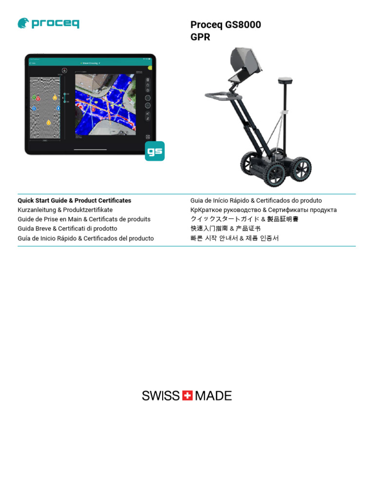 Proceq gs8000 Subsurface GPR QSG Multilingual - 1 | PDF