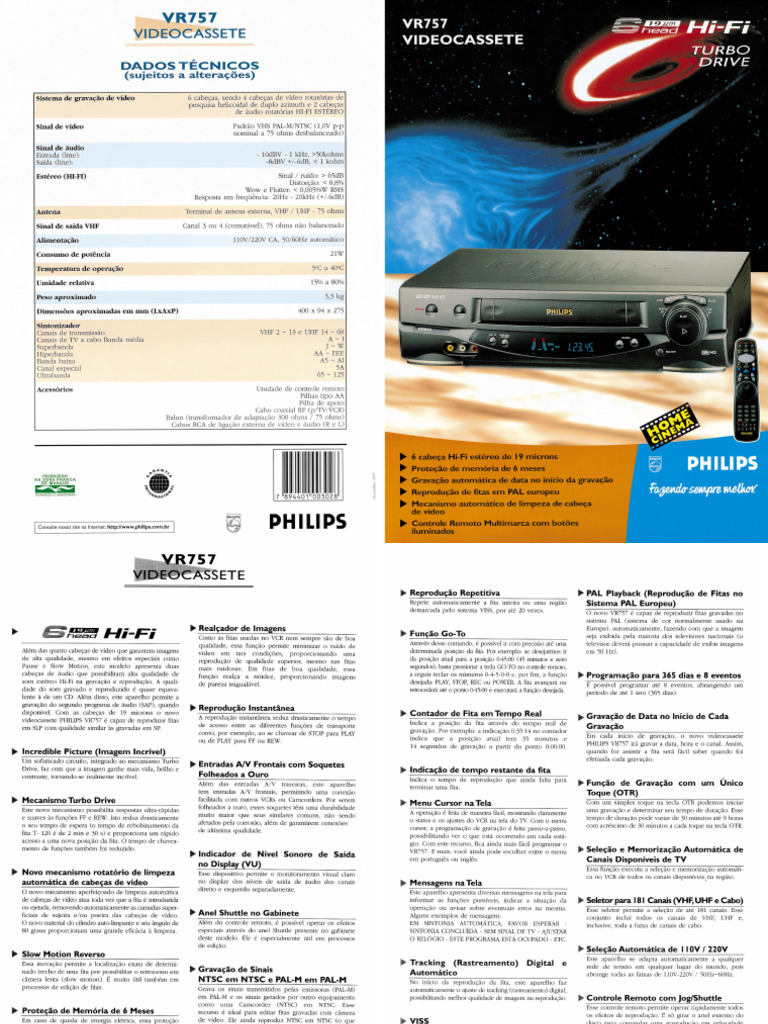 Philips Folheto Do vr757/78b | PDF