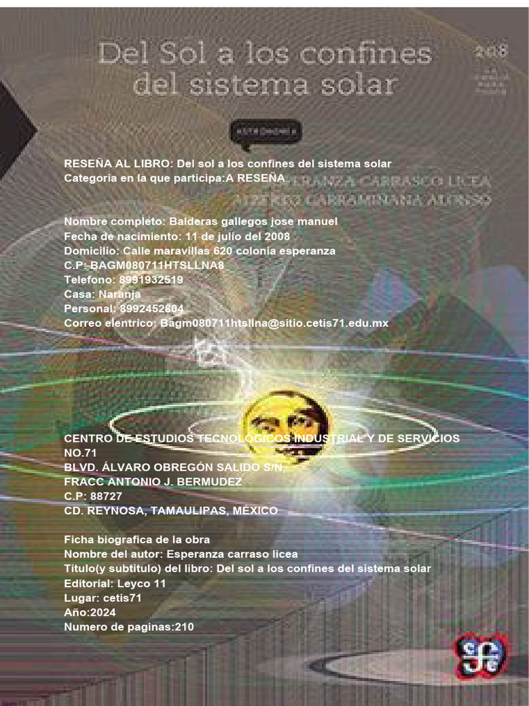 RESEÑA AL LIBRO Del Sol A Los Confines Del Sistema Solar | PDF ...