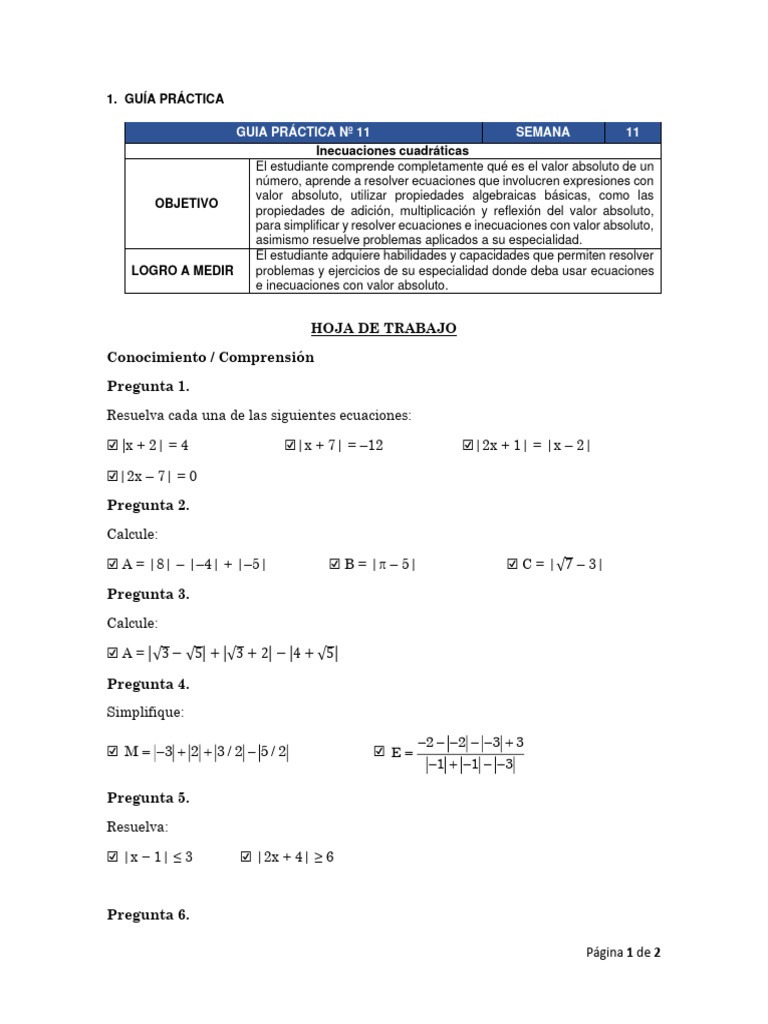 Guia de Ejercicios Semana 11 | PDF | Métodos y materiales de enseñanza Guia de Ejercicios Semana 11 | PDF | Métodos y materiales de enseñanza