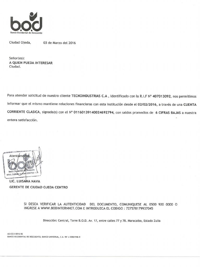 Referencia Bancara Tecnoindustria | PDF