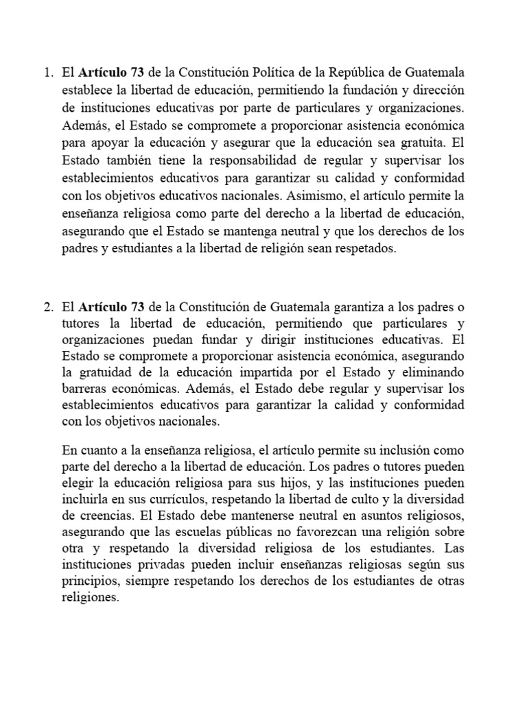 El Artículo 73 | PDF | Enseñando | Escuelas