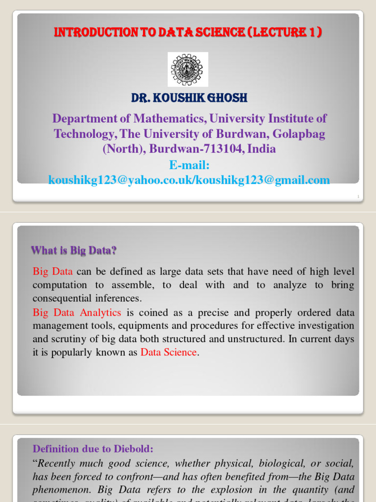 1 Introduction To Data Science Lecture 1 KG Sir OEC M 621 (E) | PDF ...