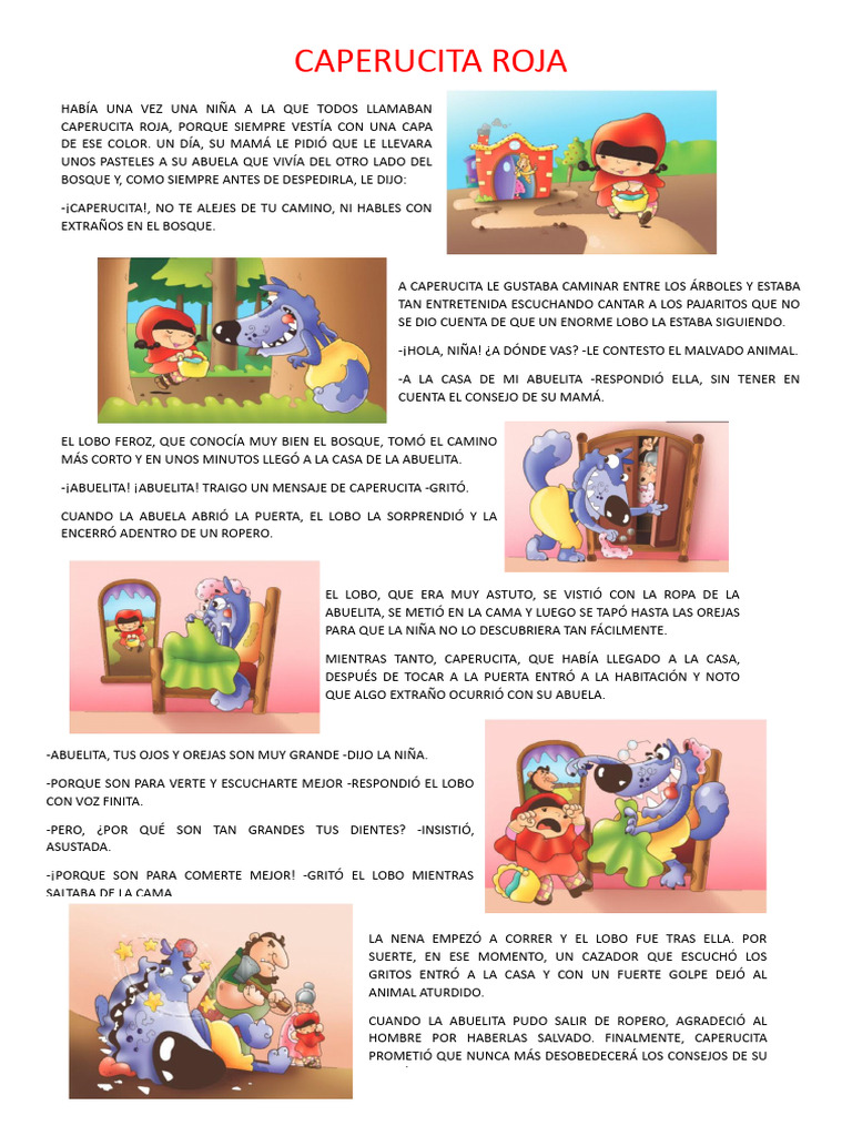 Caperucita Roja: Cuento Corto Infantil | PDF | Caperucita Roja