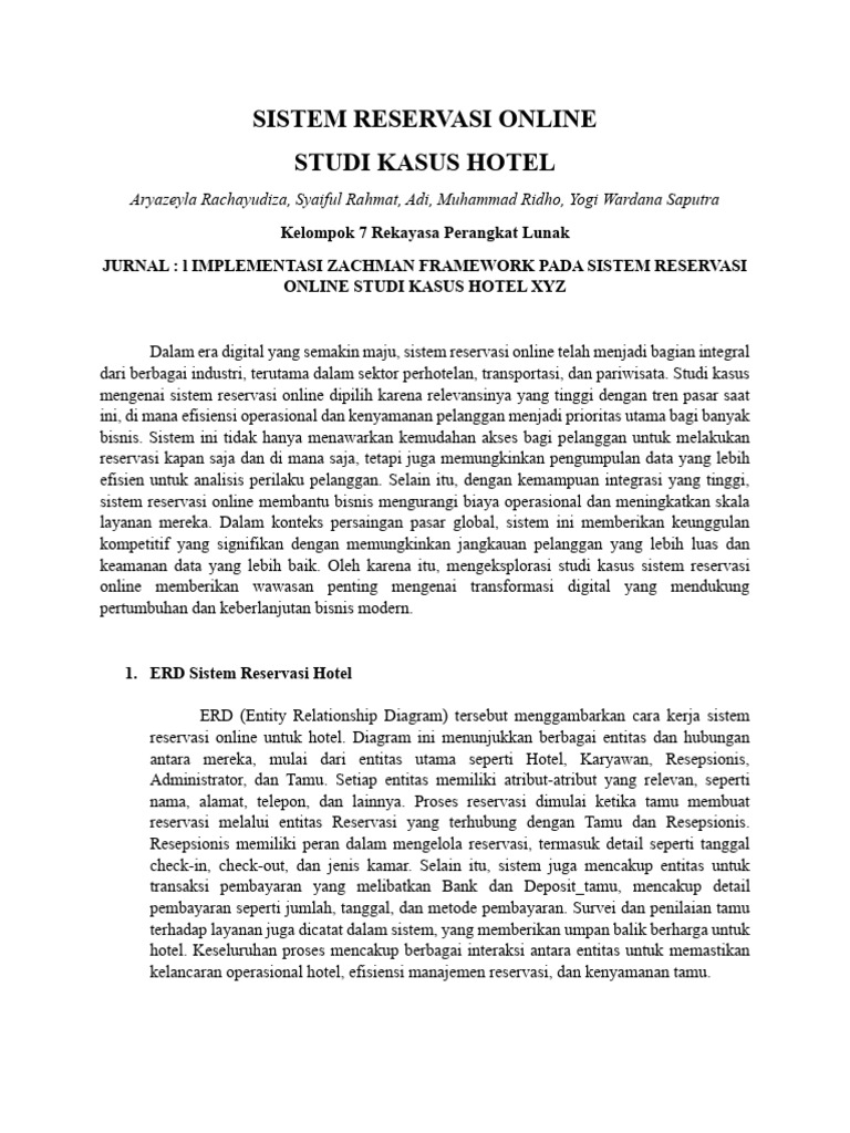 Sistem Reservasi Online Studi Kasus Hotel | PDF | Bisnis | Komputer