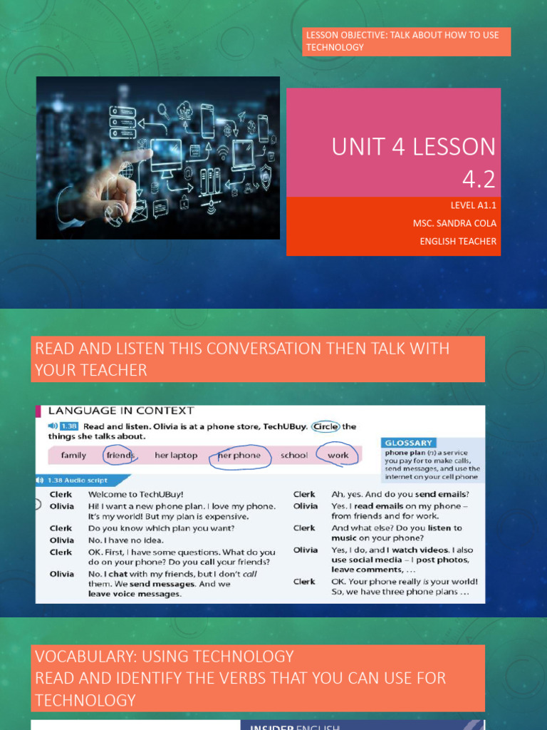 Unit 4 Lesson 4.2 | PDF | Mobile Phones | Verb