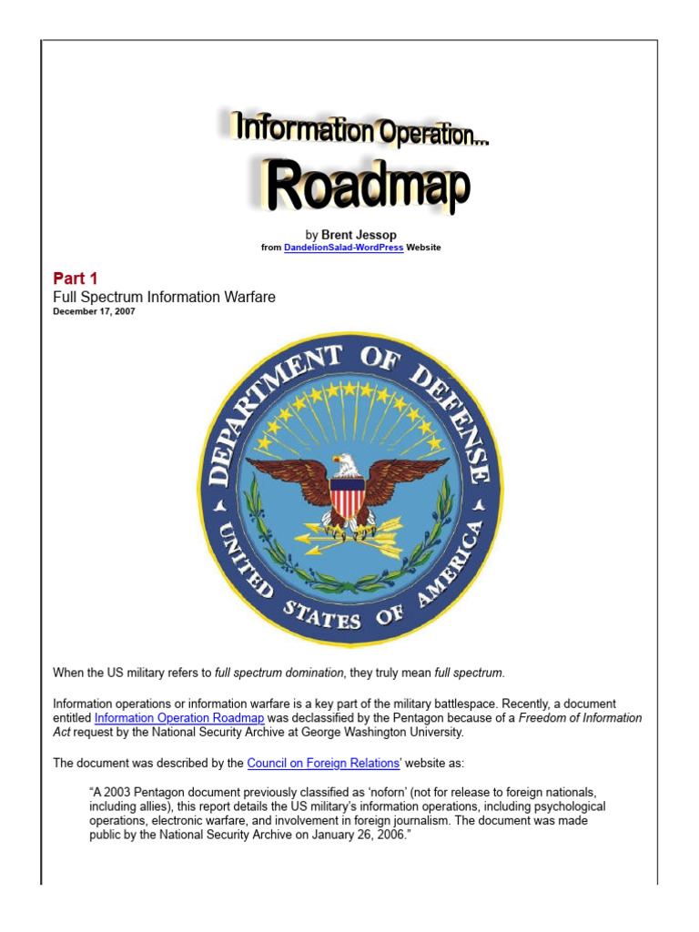 Information Operation Roadmap | PDF