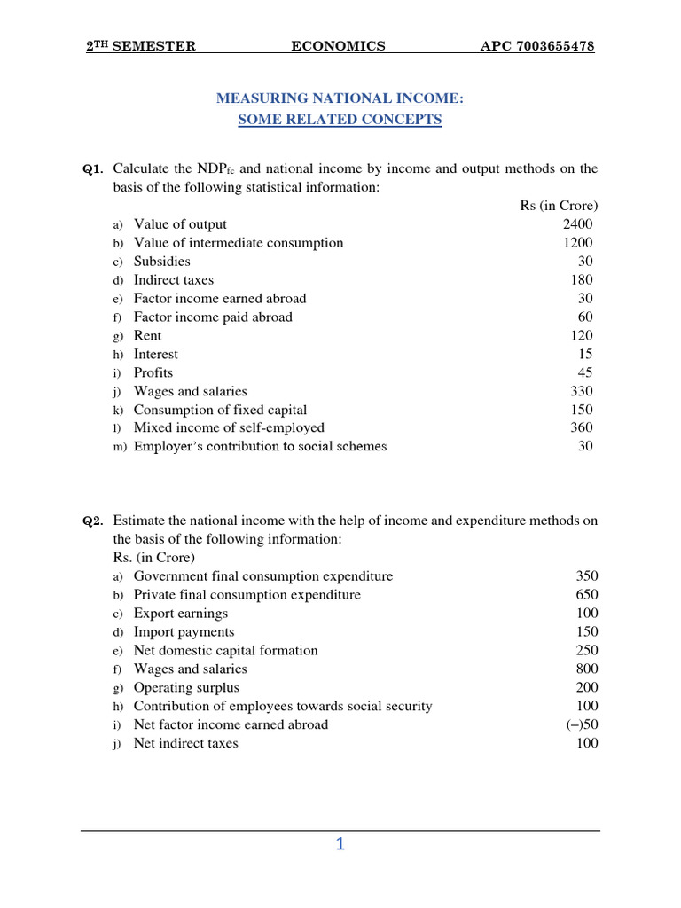 NATIONAL INCOME | Download Free PDF | Measures Of National Income And ...