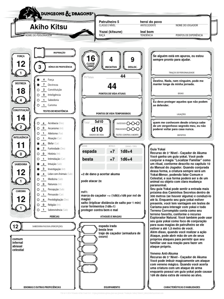 Ficha_Akiho Kitsu | PDF