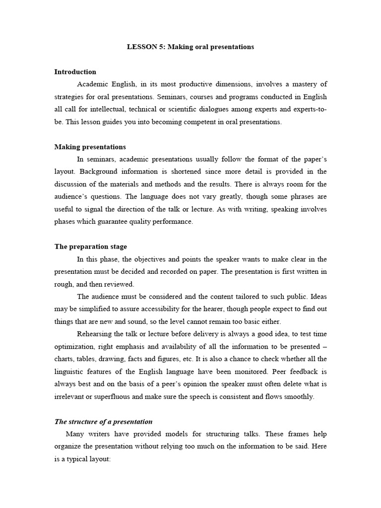Unit 5 - Oral Presentations (8520) | PDF | Public Speaking | Lecture