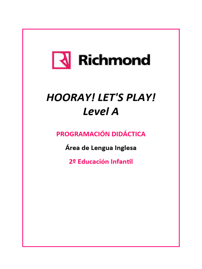 New Hooray! Let's Play! Programación Didáctica - A | PDF | Aprendizaje ...