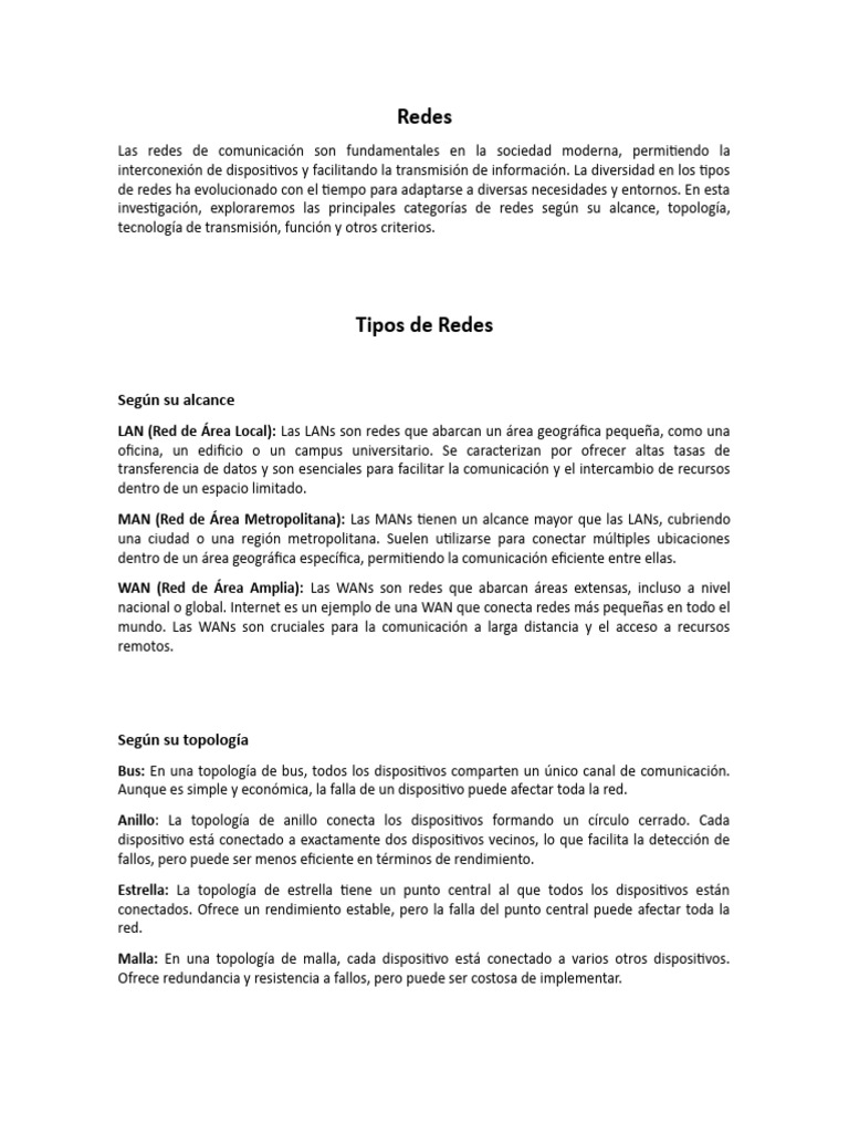 Redes | PDF | Red de computadoras | Red de área amplia