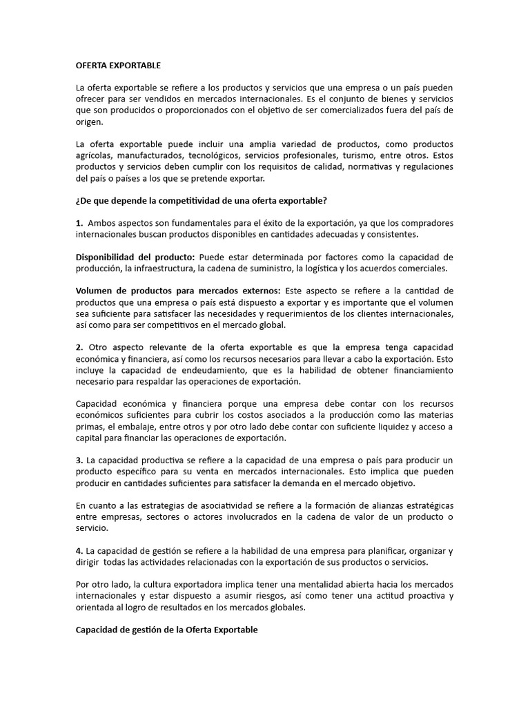 Oferta Exportable | PDF | Business | Mercado (economía)