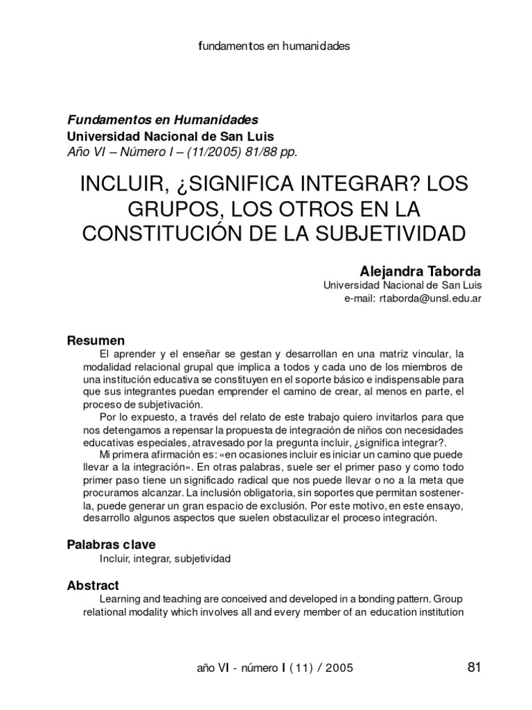 Incluir Significa Integrar | PDF | Exclusión social | Verdad