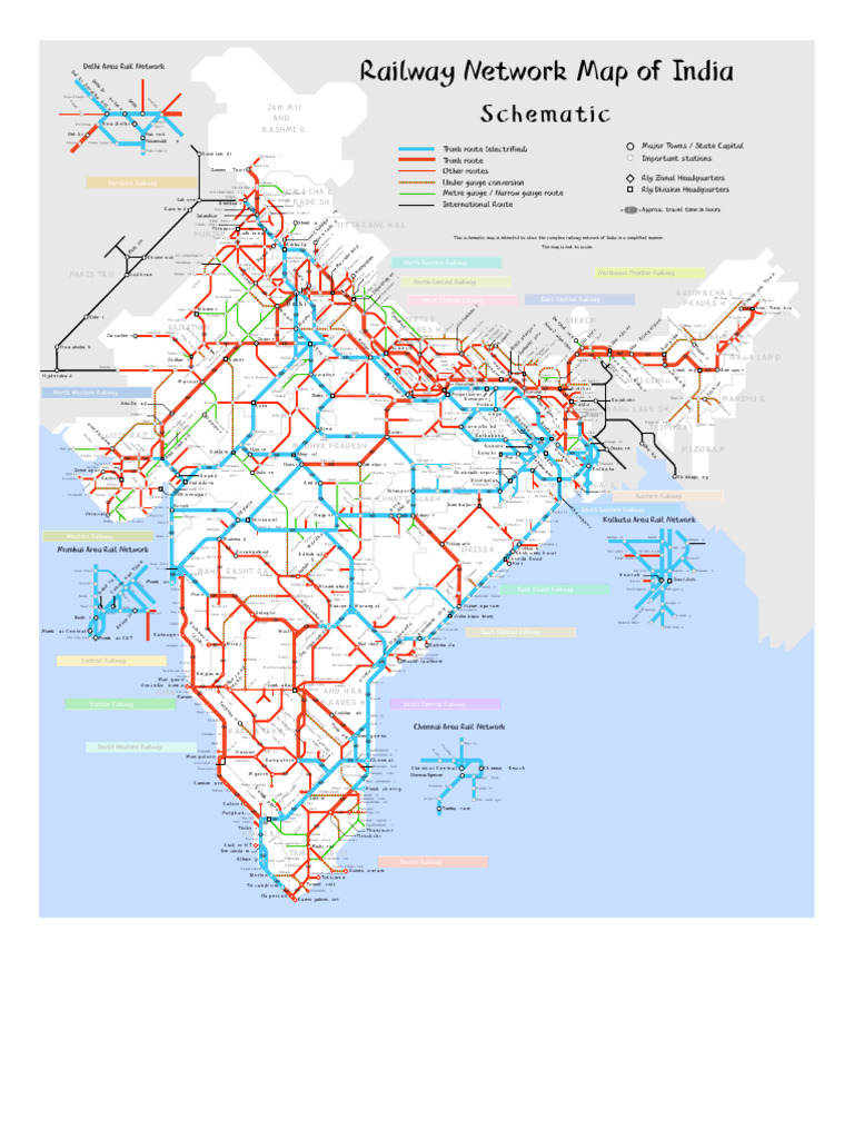 Railway Network Map of India - Schematic - SVG | PDF | Rail Transport ...