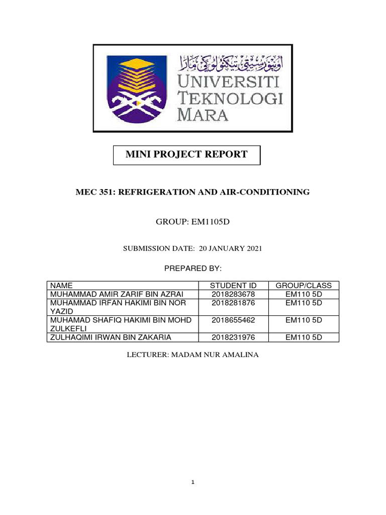 Thermal Mini Project Report | PDF | Engineering Thermodynamics ...
