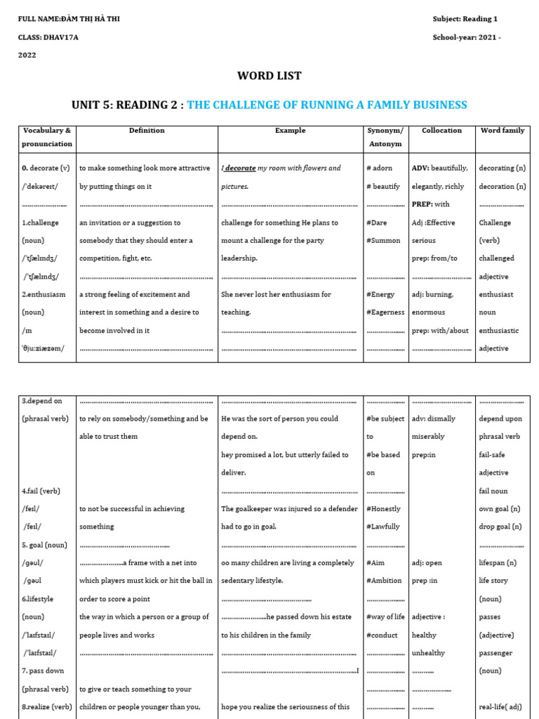 Unit 5 Reading 2. | PDF | Adjective | Verb