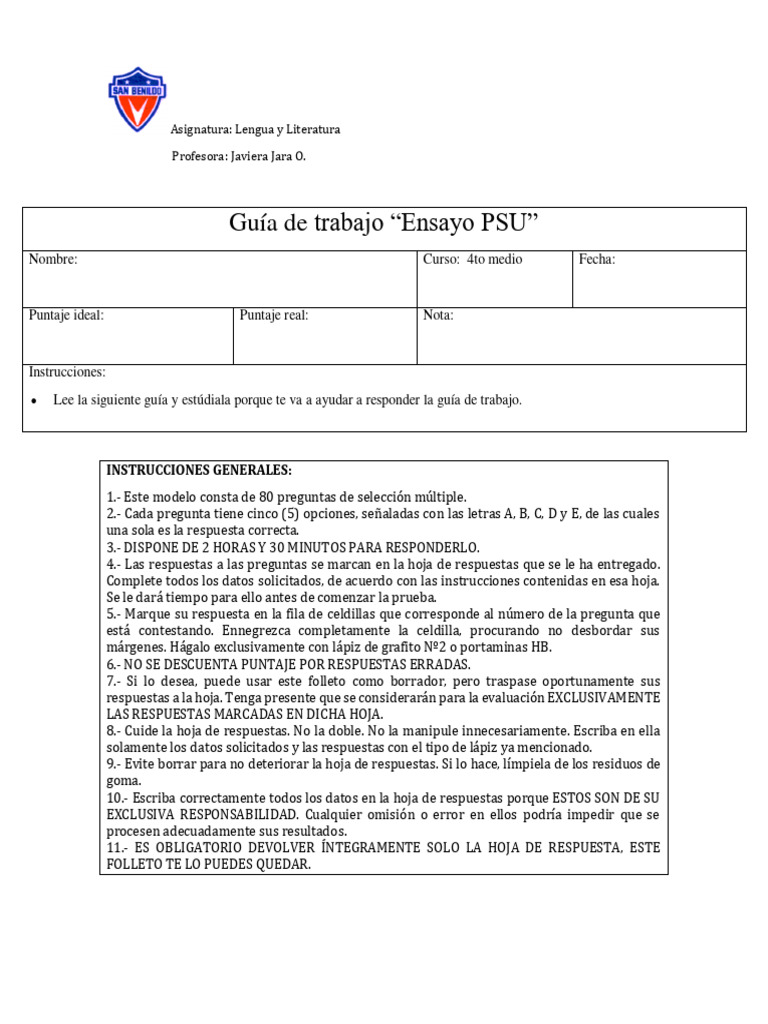 Guia 4 Psu | PDF