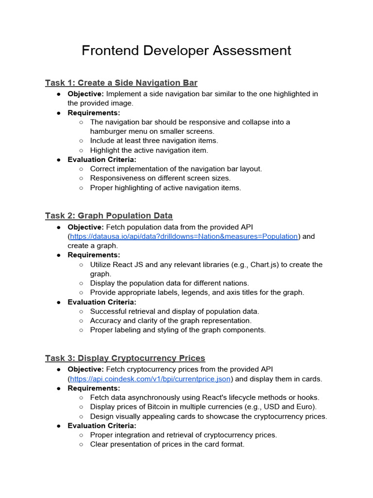 Frontend Developer Assessment | PDF | Cryptocurrency | Computing